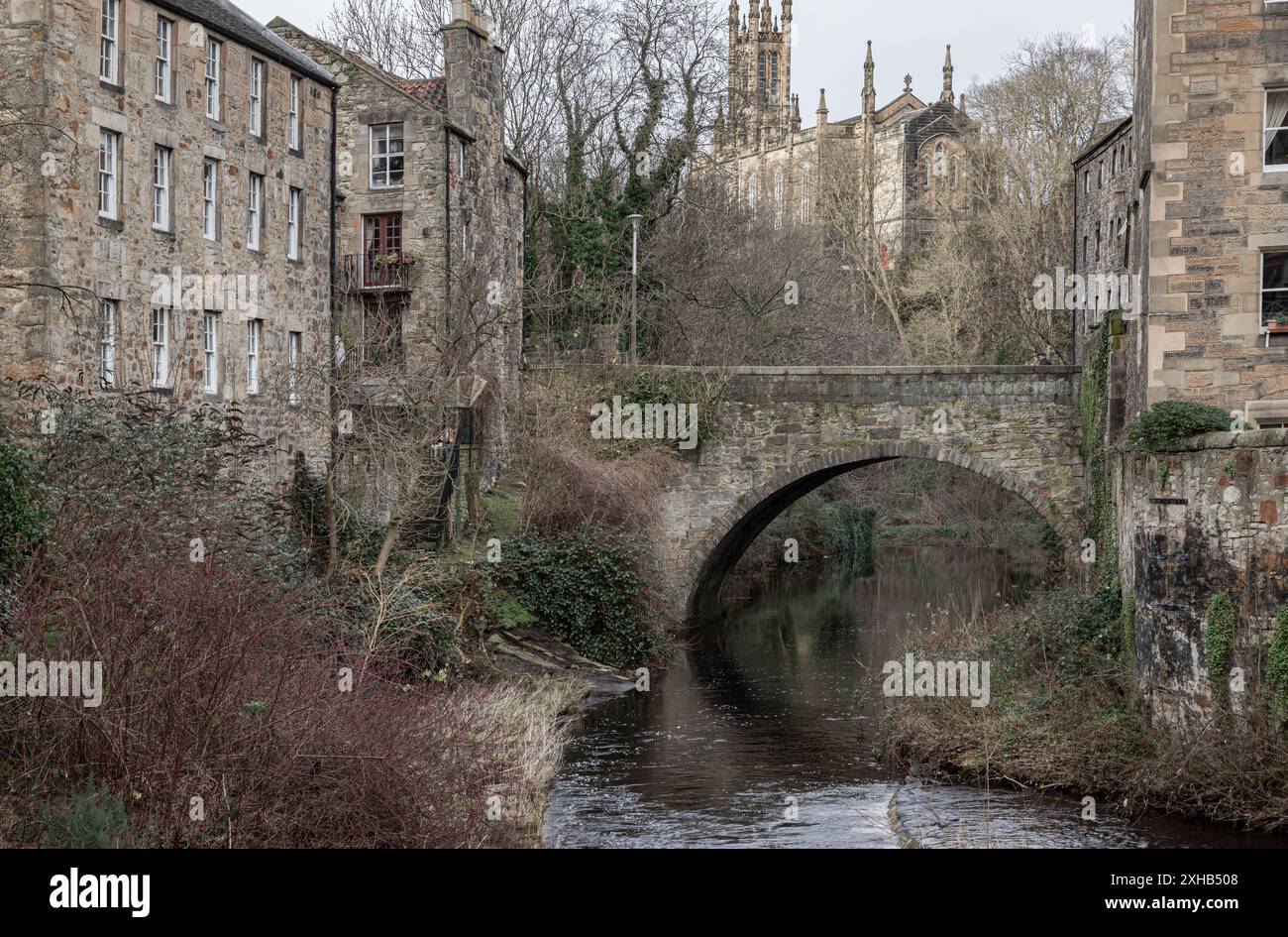 Edinburgh, Scotland - Jan 16, 2024 - View from the Dean Village towards ...