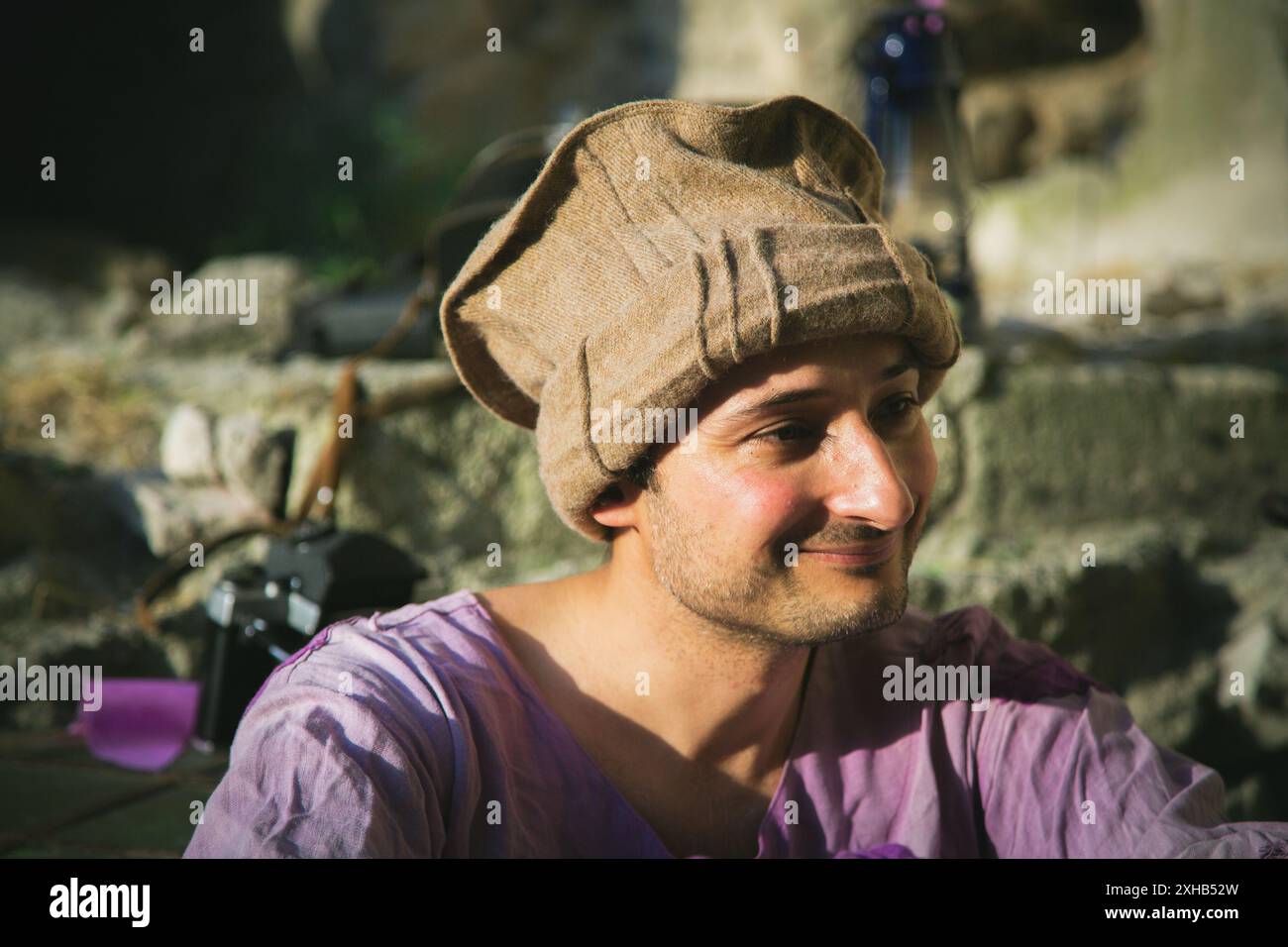 Emotional Portrait close up. A male mercenary of Arab appearance in old ...
