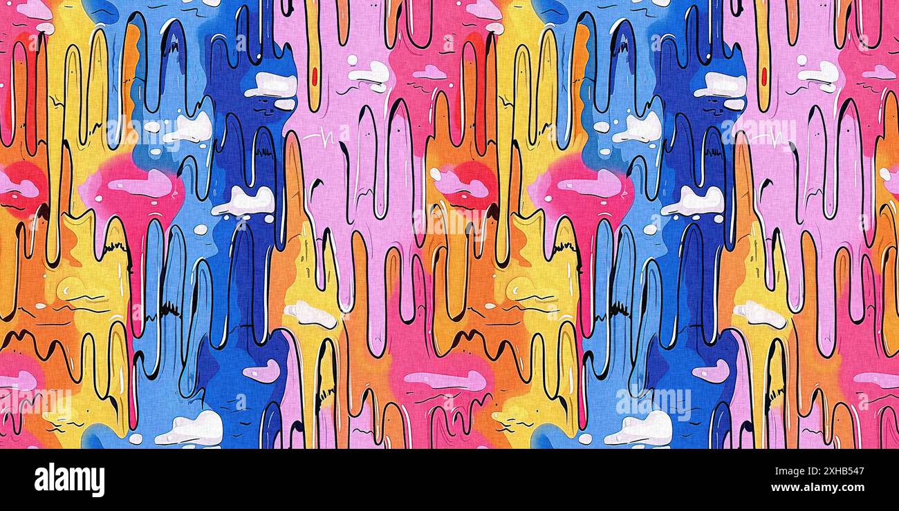Fun dripping paint effect digital banner pattern with whimsical ink ...