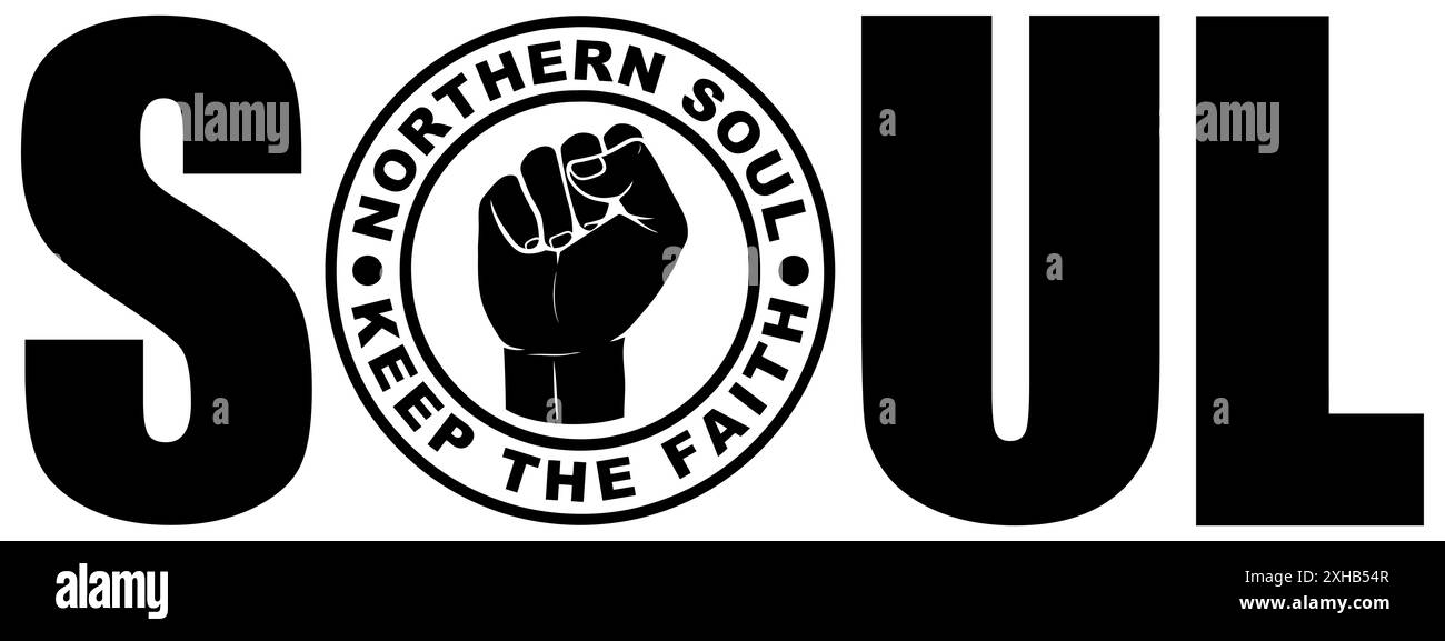 A northern soul - keep the faith, retro music scene design in black ...