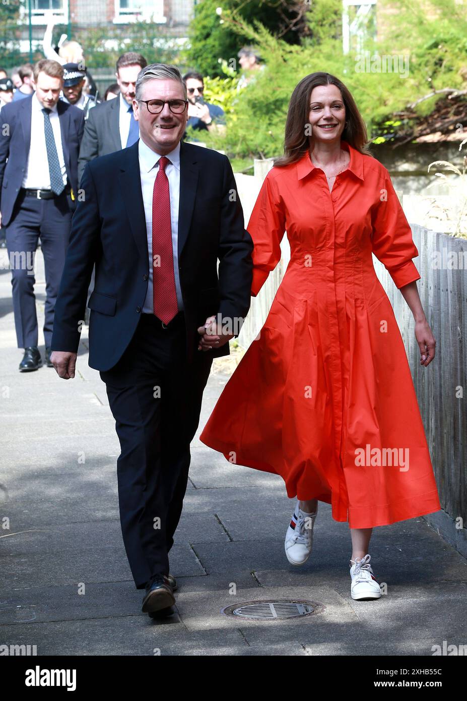 Keir Starmer, leader of the Labour Party and his wife Victoria Starmer ...