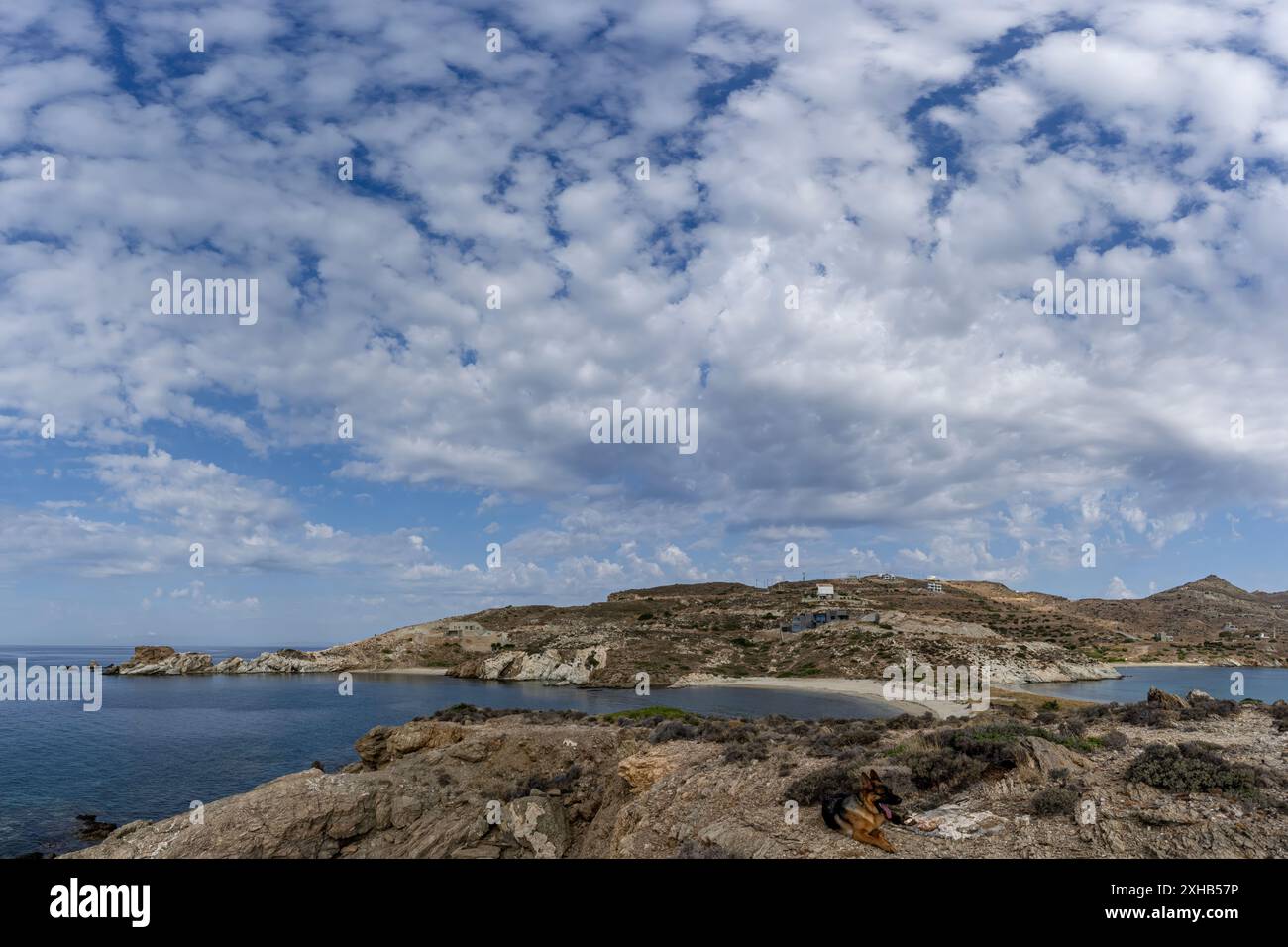 A breathtaking coastal landscape in Karistos, Euboea, under a sky of ...