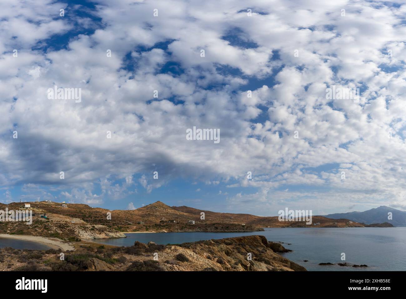 A breathtaking coastal landscape in Karistos, Euboea, under a sky of ...