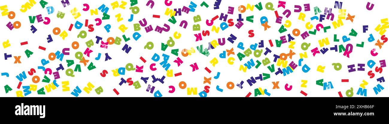 Concept of school background. Colorful childish falling letters of ...