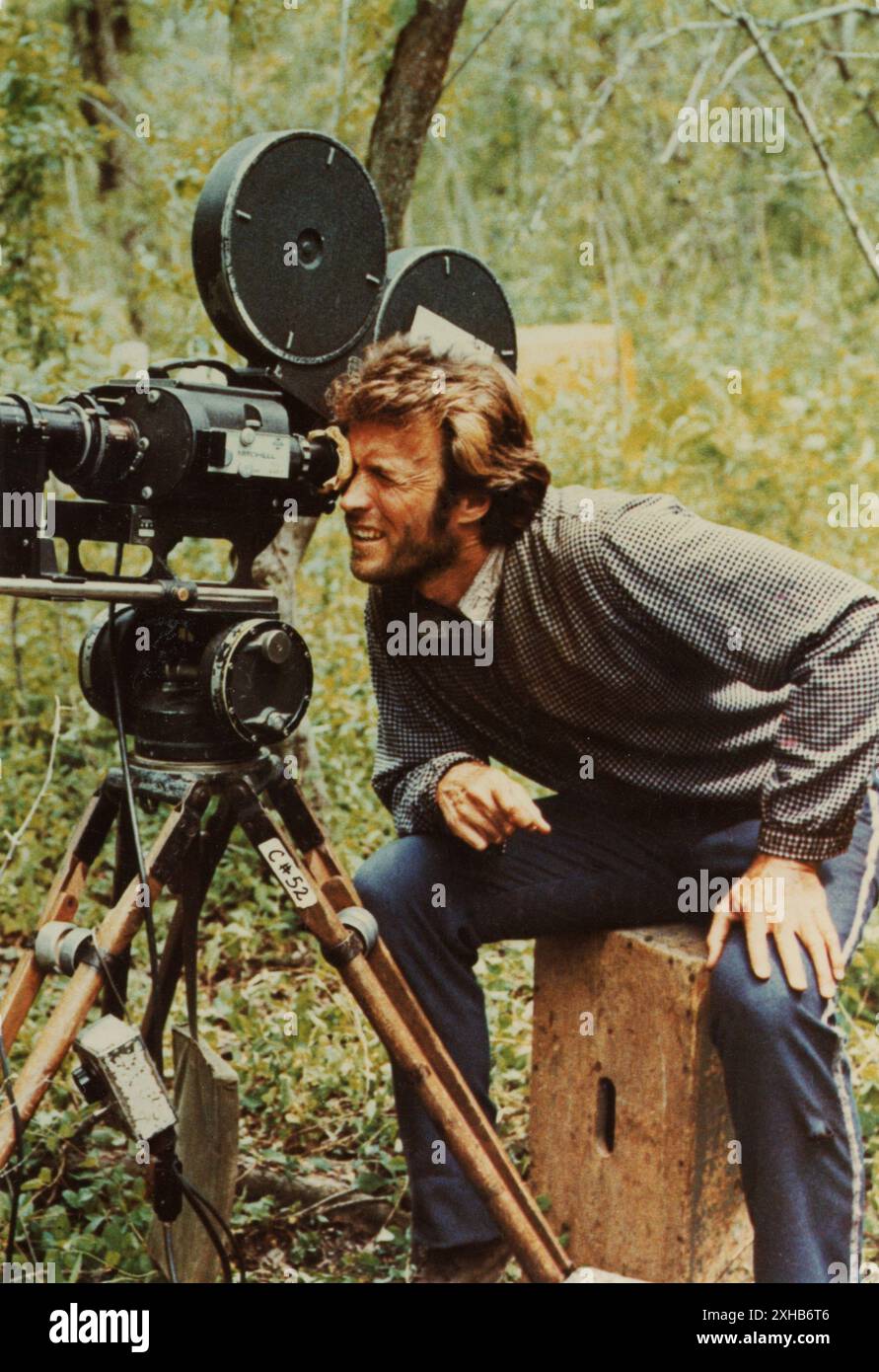 CLINT EASTWOOD on set location candid in Louisiana looks through ...
