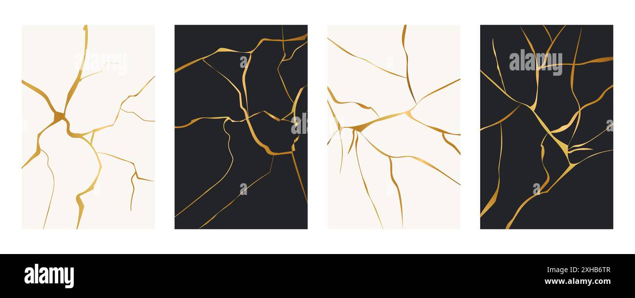 Kintsugi gold simple break lines, asian geaometric crackle. Surface ...