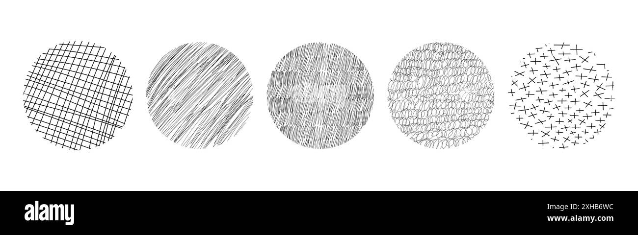 Textures set, collection hand drawn abstract monochrome brush marks ...