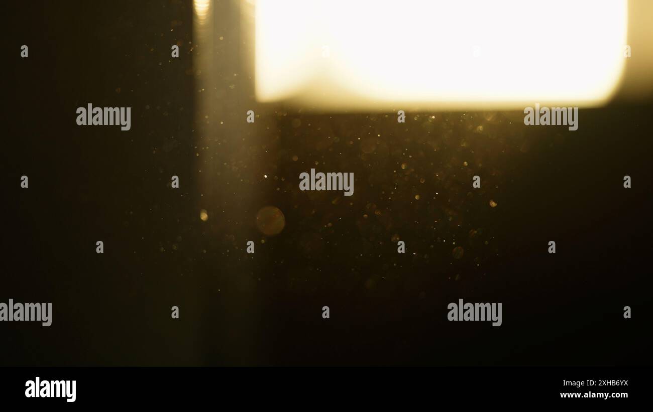 real dust particles floating in the air indoor with natural sun light ...