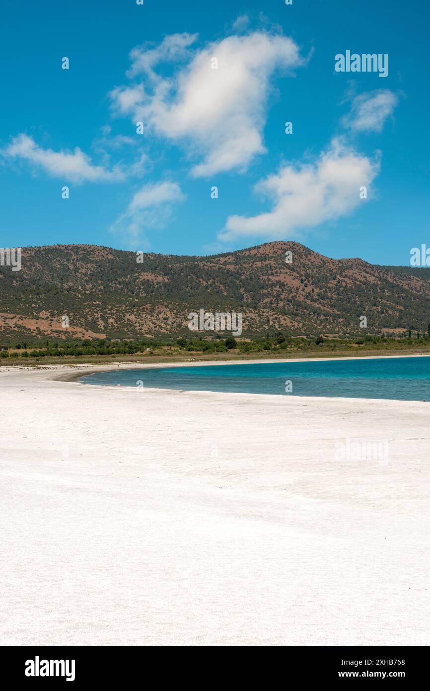 Turquoise colored Salda Lake located in Burdur Turkey. Turkish name ...