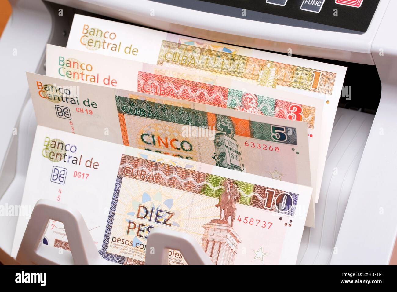 Cuban money - Convertible Pesos in the counting machine Stock Photo - Alamy