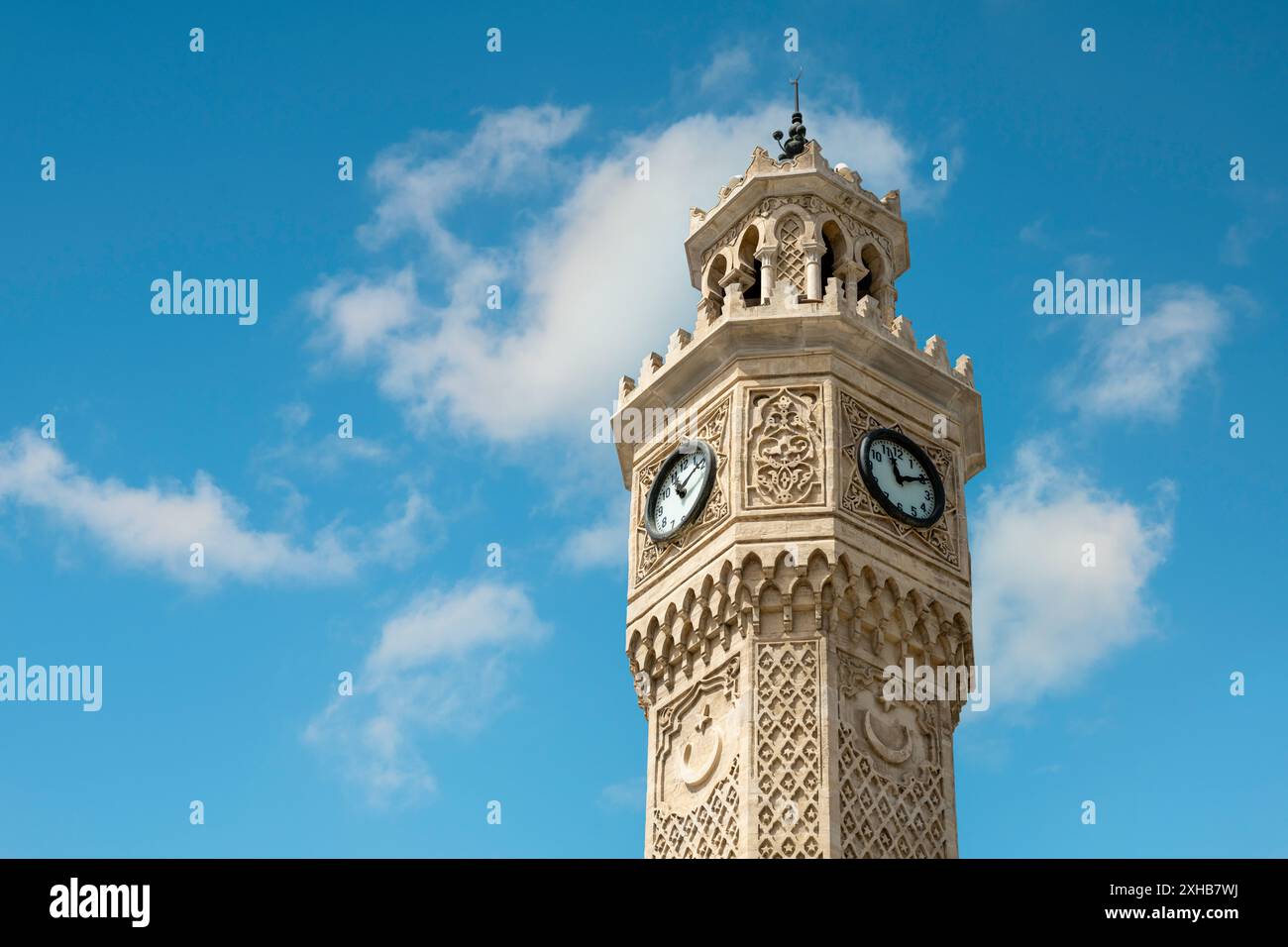 Izmir Clock Tower located in Izmir Konak square on a sunny day Stock ...