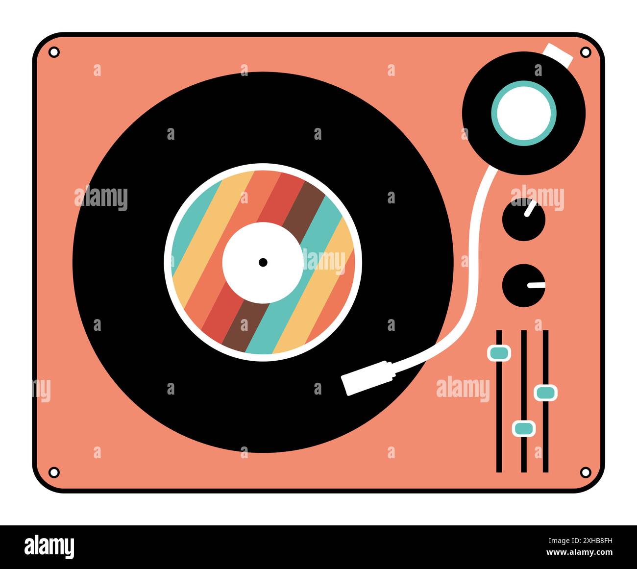 Vinyl record player minimal graphic illustration Stock Photo - Alamy