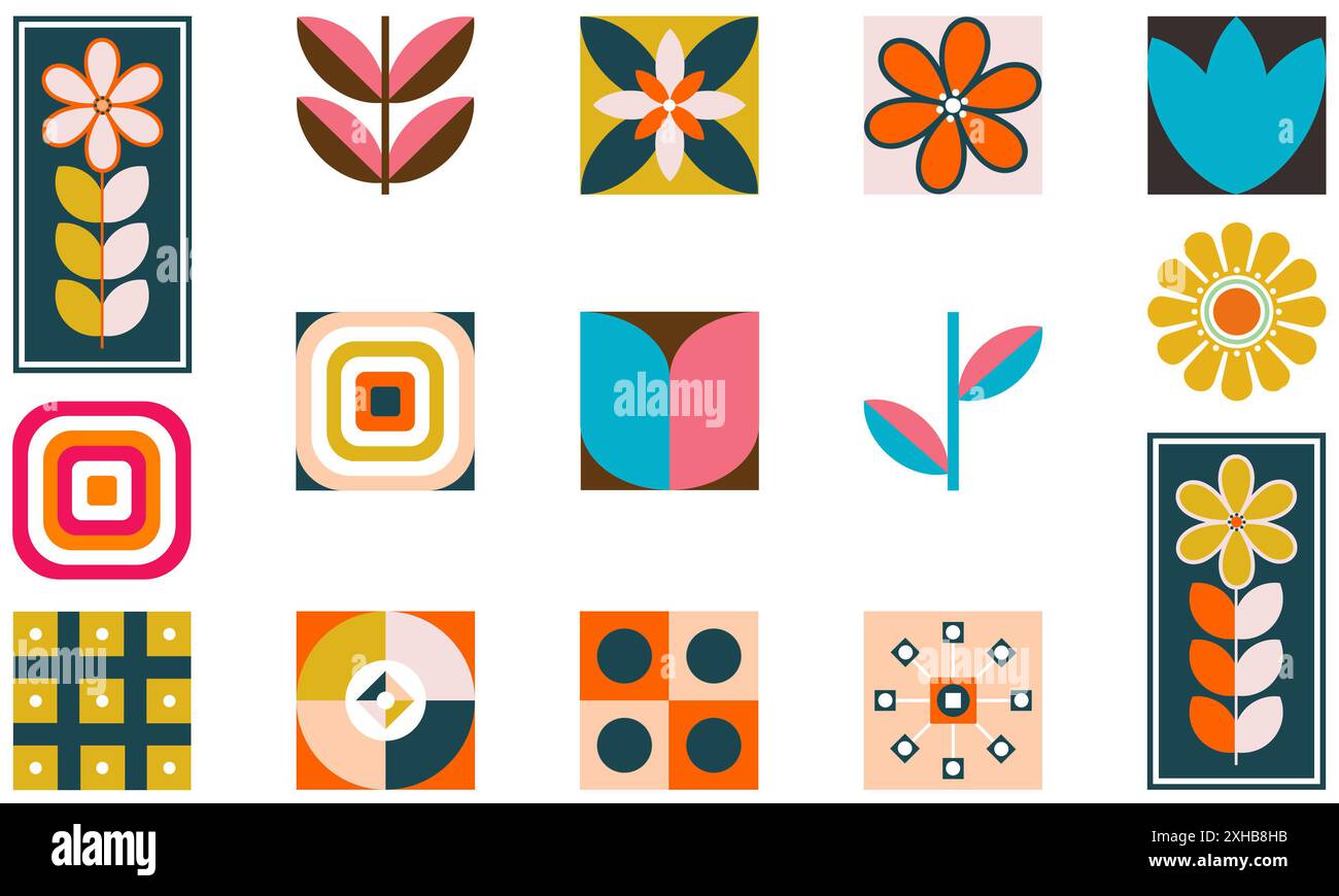 Geometric floral elements hi-res stock photography and images - Alamy
