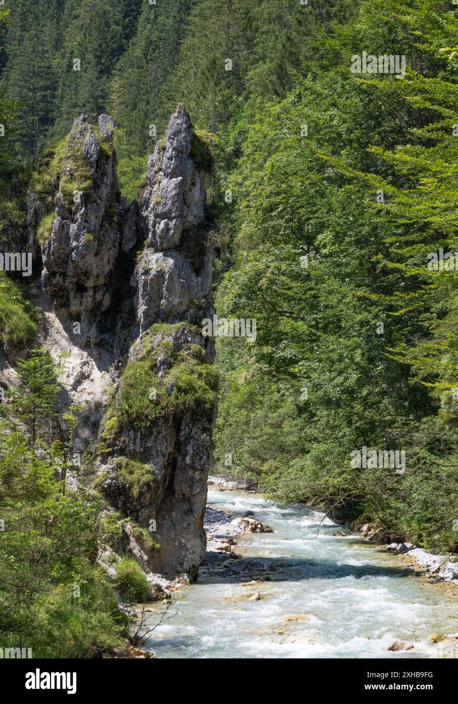 River Wimbach, rock spire formations, Wimbach Gorge, Wimbachklamm ...