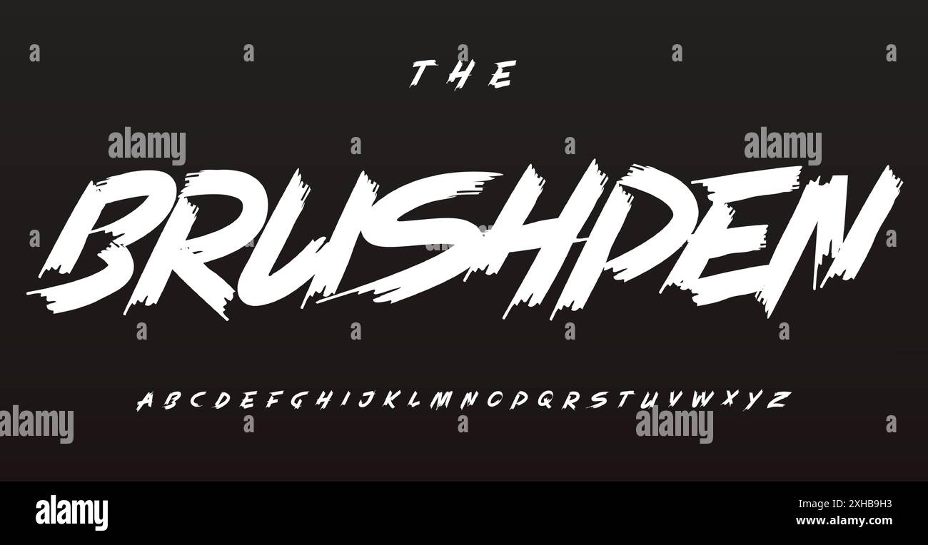 Brushpen handdrawing alphabet, bold youthful letters, fresh expressive ...