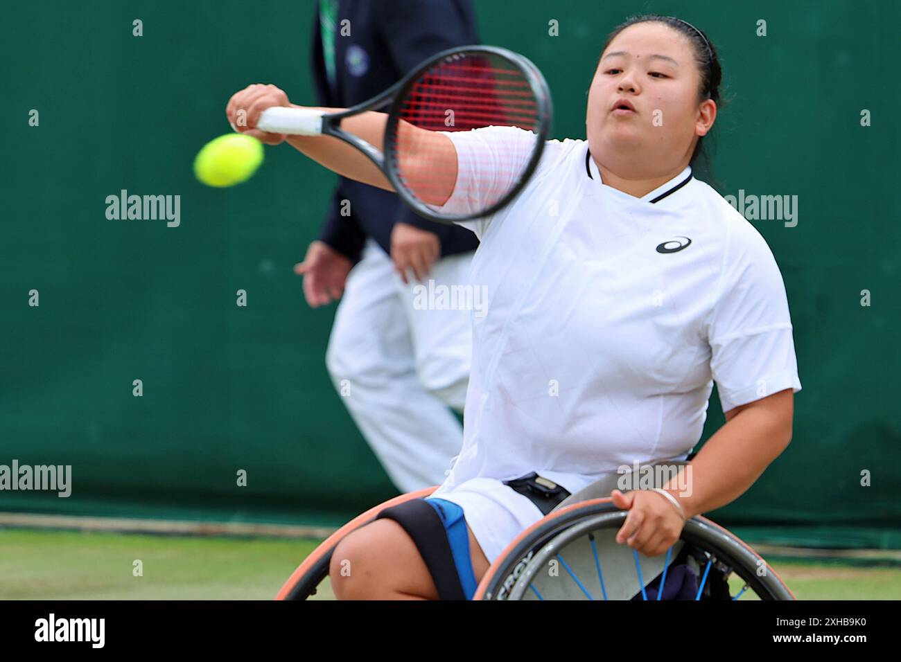Ziying Wang of China in the womens wheelchair singles Wimbledon 2024 ...