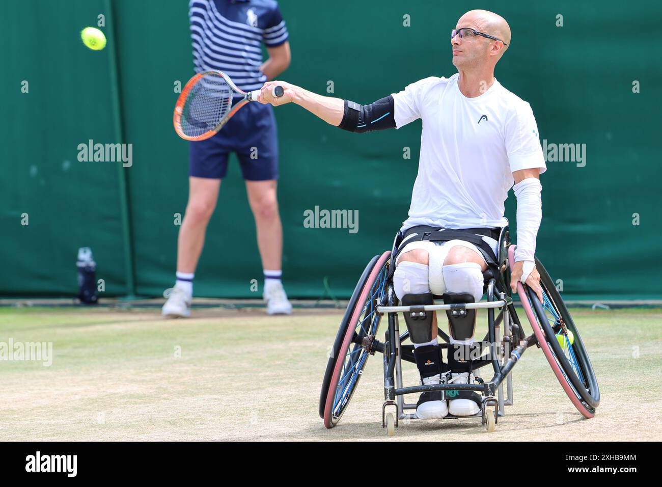 Guy Sasson of Israel in the mens wheelchair singles Wimbledon 2024 ...