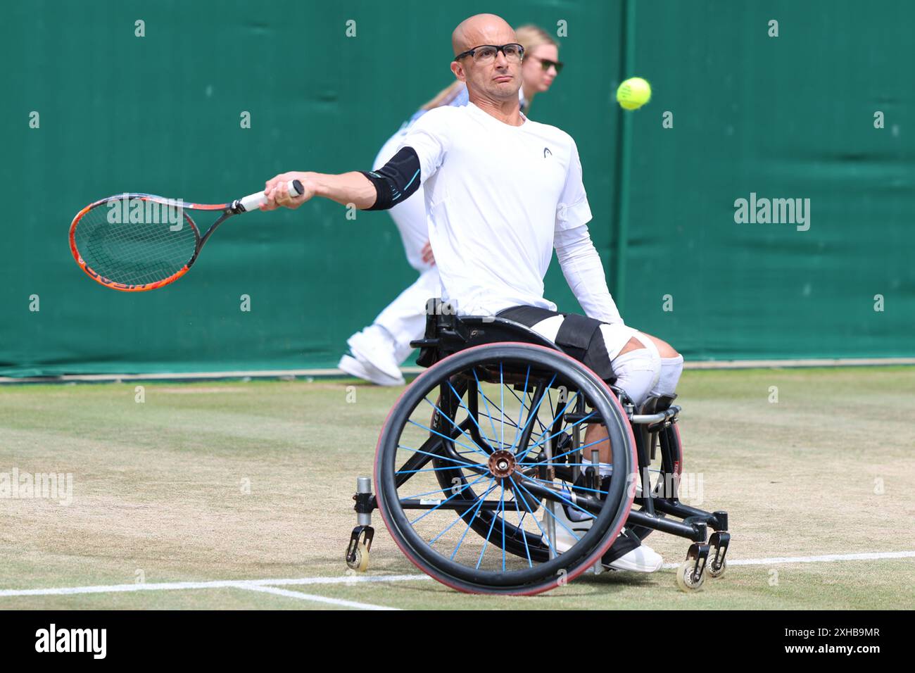 Guy Sasson of Israel in the mens wheelchair singles Wimbledon 2024 ...