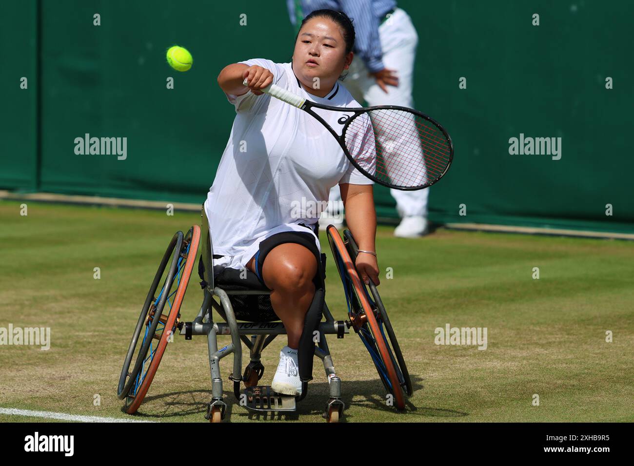 Ziying Wang of China in the womens wheelchair singles Wimbledon 2024 ...