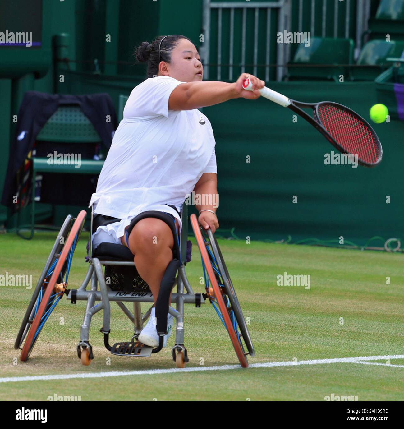 Ziying Wang of China in the womens wheelchair singles Wimbledon 2024 ...