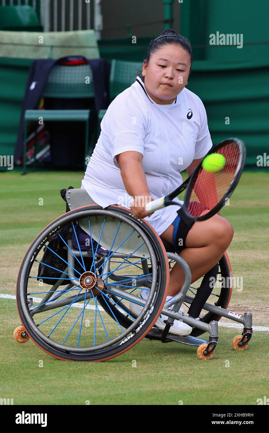 Ziying Wang of China in the womens wheelchair singles Wimbledon 2024 championships Stock Photo ...