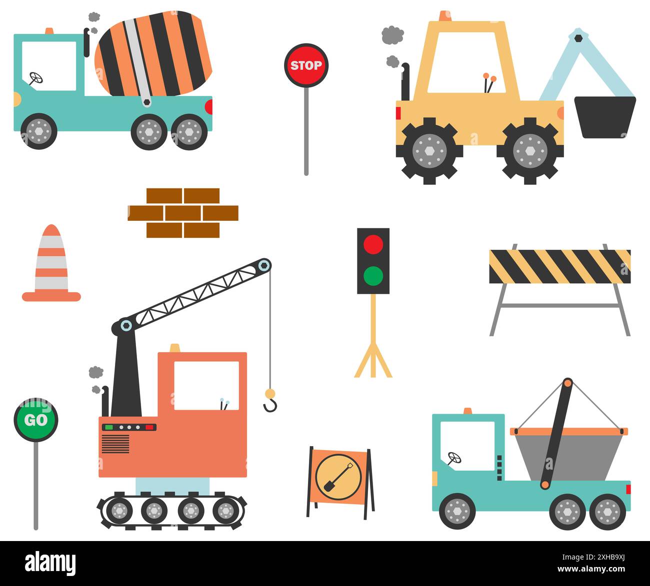 Construction Site Vehicles Illustrations Stock Photo - Alamy