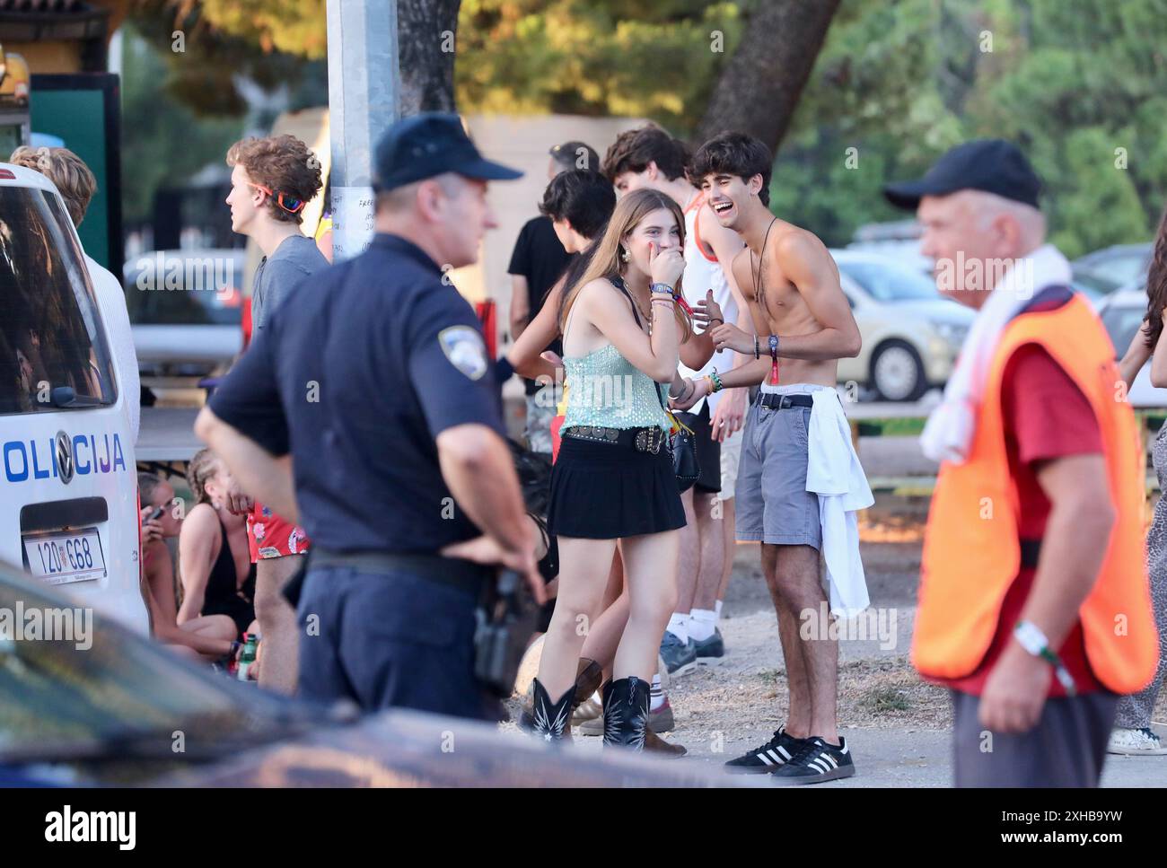 Split, Croatia. 13th July, 2024. Revellers leave Park Mladezi after ...