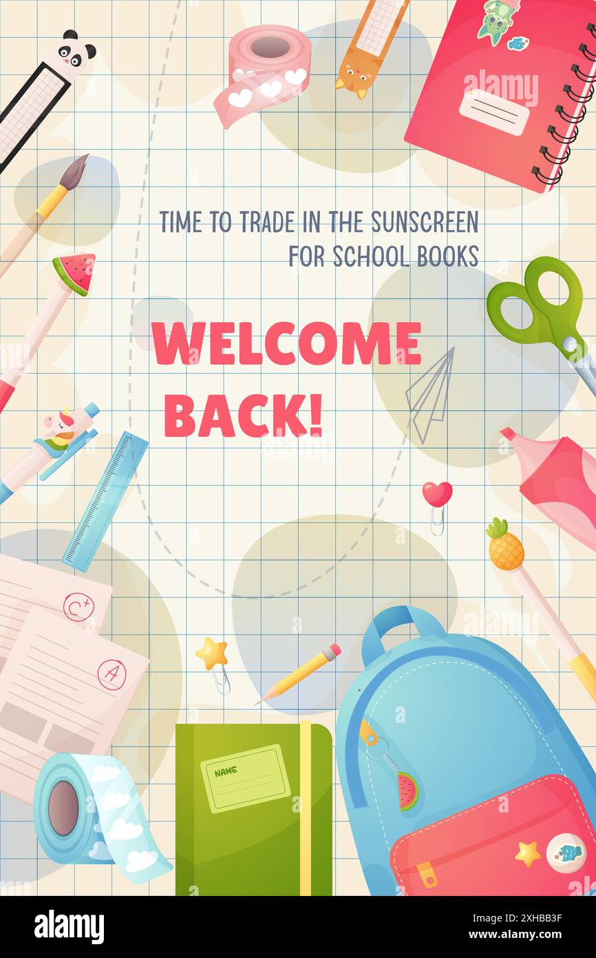 Welcome back to school. Poster for university, school, kindergarten ...