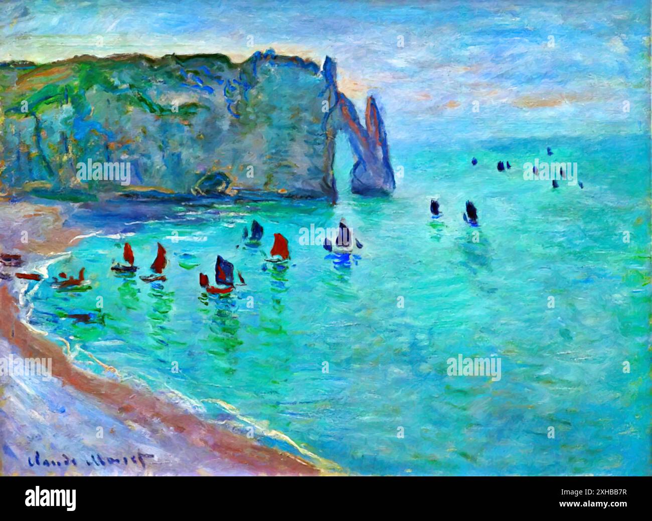Fishing boats leaving Etretat, 1885-86 (painting) by Artist Monet ...