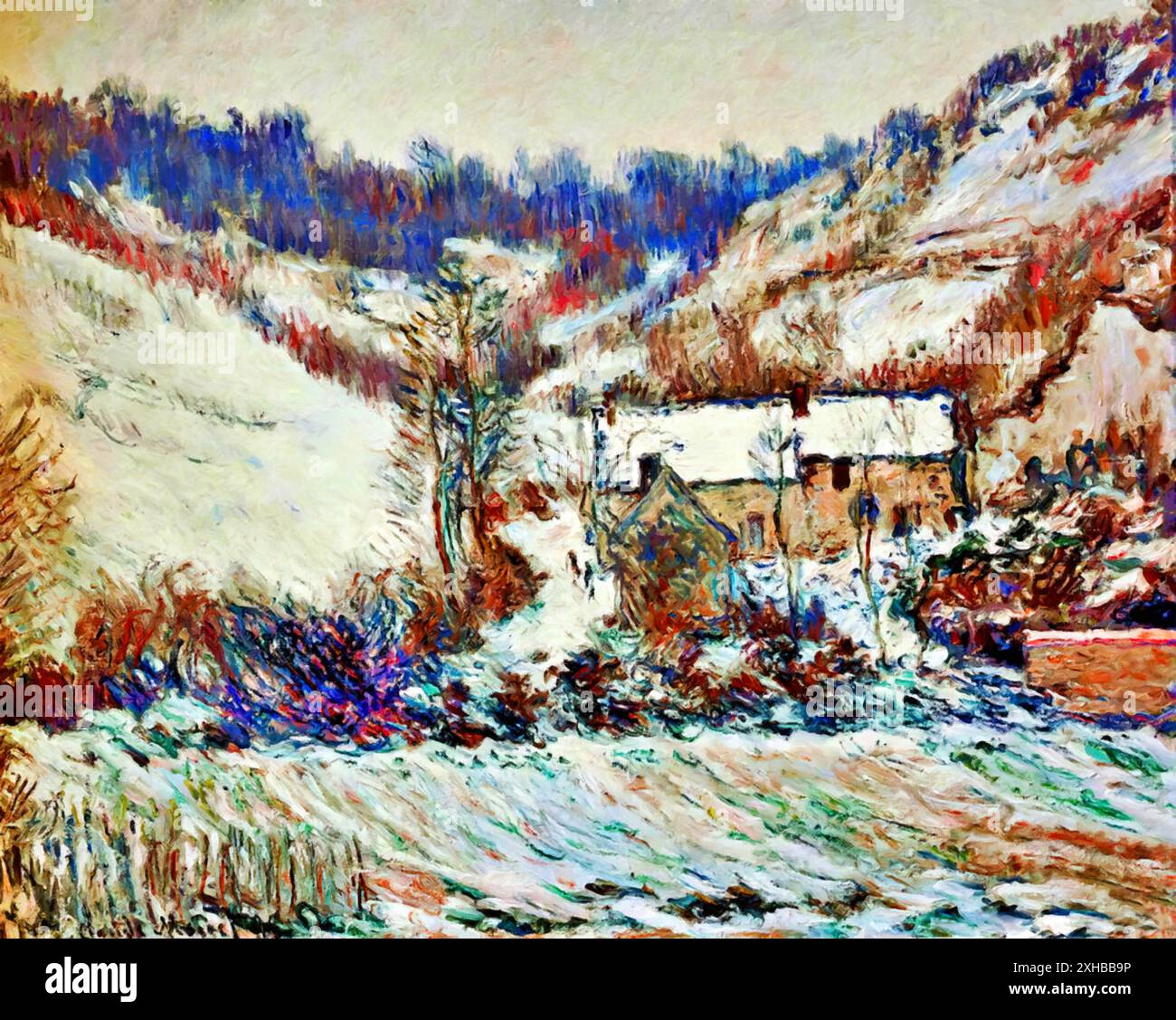 Snow effect at Falaise, 1885-86 (painting) by Artist Monet, Claude ...