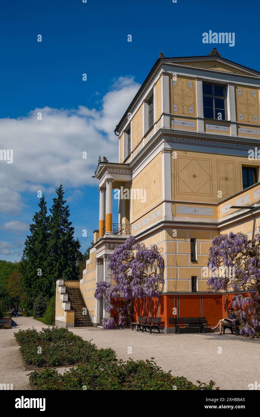 View of the Pompejanum, a Roman villa in Aschaffenburg in Germany Stock ...