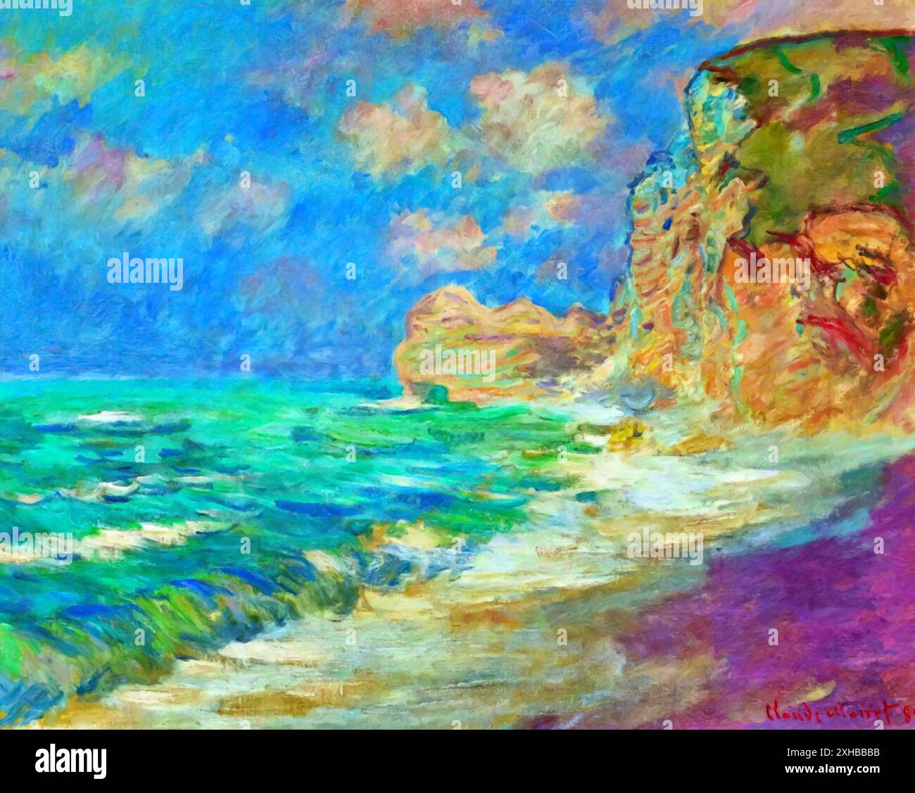 The cliff and the Porte d'Amont in stormy weather, 1885-86 (painting ...
