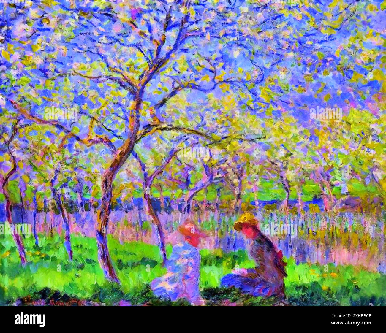 Water lilies original painting reproduction Stock Vector Images - Alamy