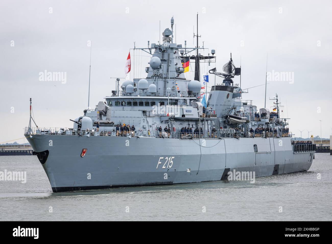 Wilhelmshaven, Germany. 13th July, 2024. Marines stand on the deck of ...
