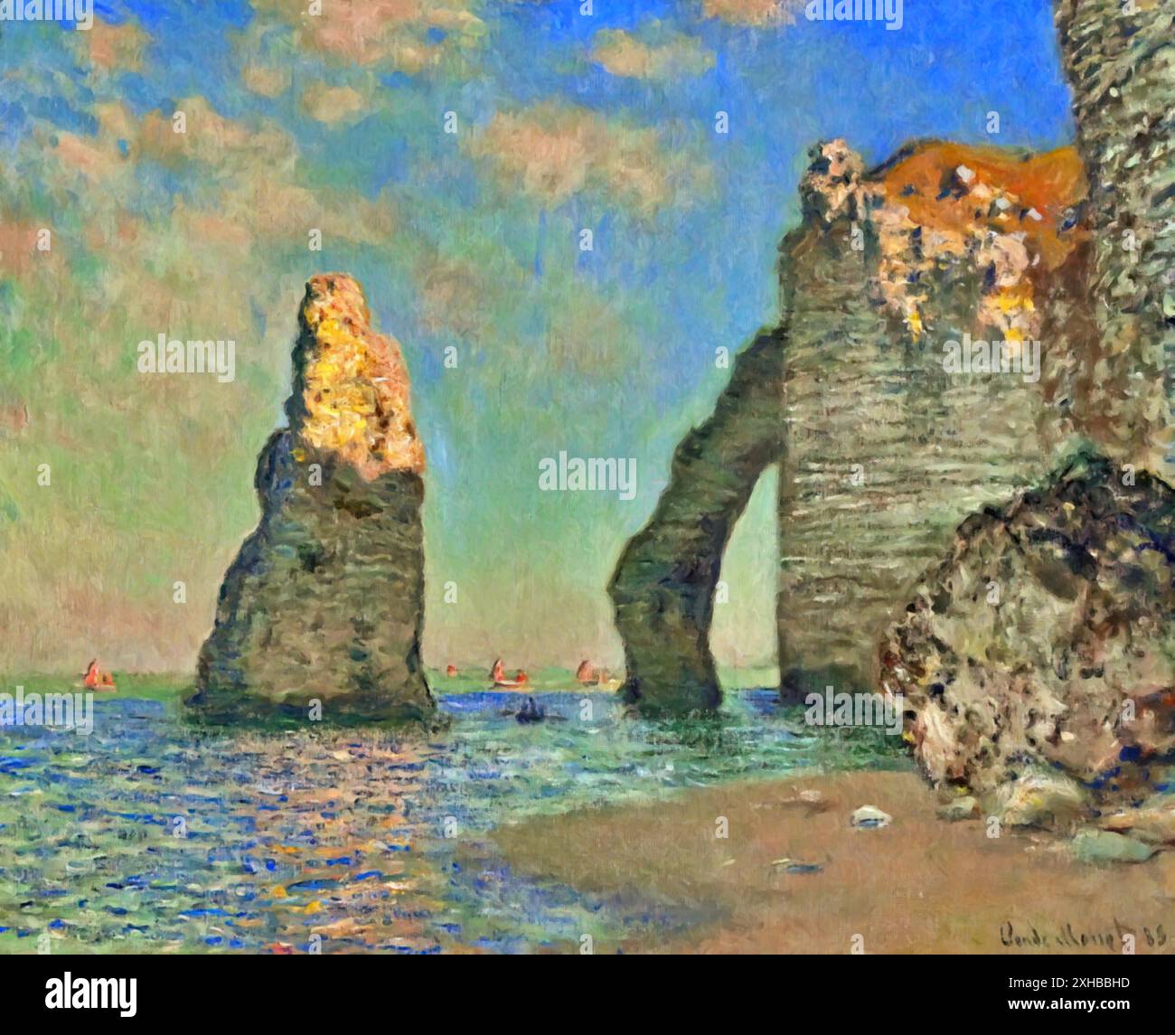 The rock Needle and the Porte d'Aval, 1885 (painting) by Artist Monet ...