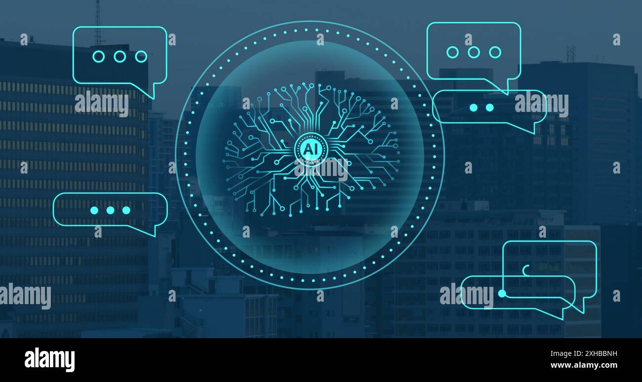 AI technology with digital chat bubbles, representing communication ...