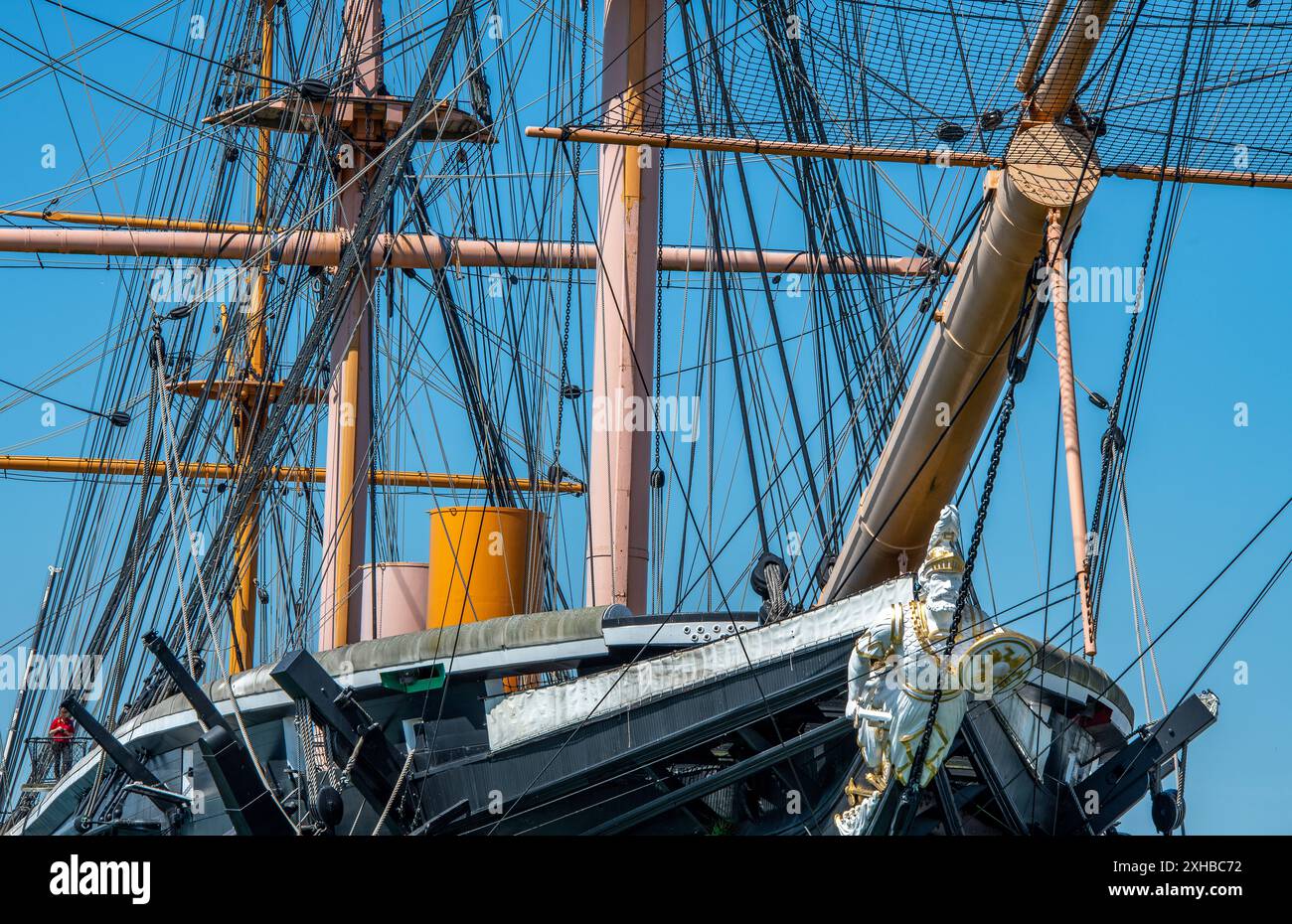 hms warrior rigging and masts alongside at portsmouth historic dockyard ...