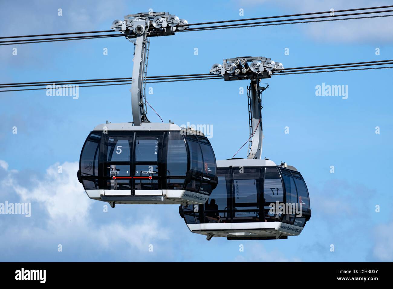 gondolas of the Rhine cable car in Koblenz, Germany Stock Photo - Alamy