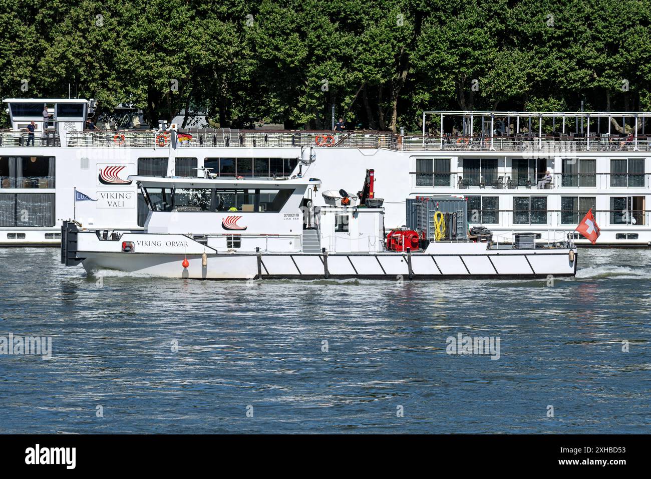 work boat Viking Orvar on the river Rhine Stock Photo - Alamy