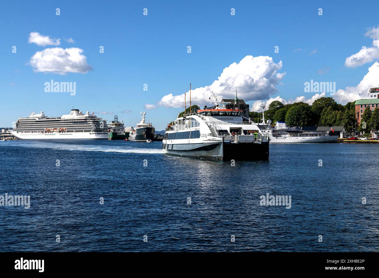 High speed passenger catamaran Ekspressen arriving in the port of ...