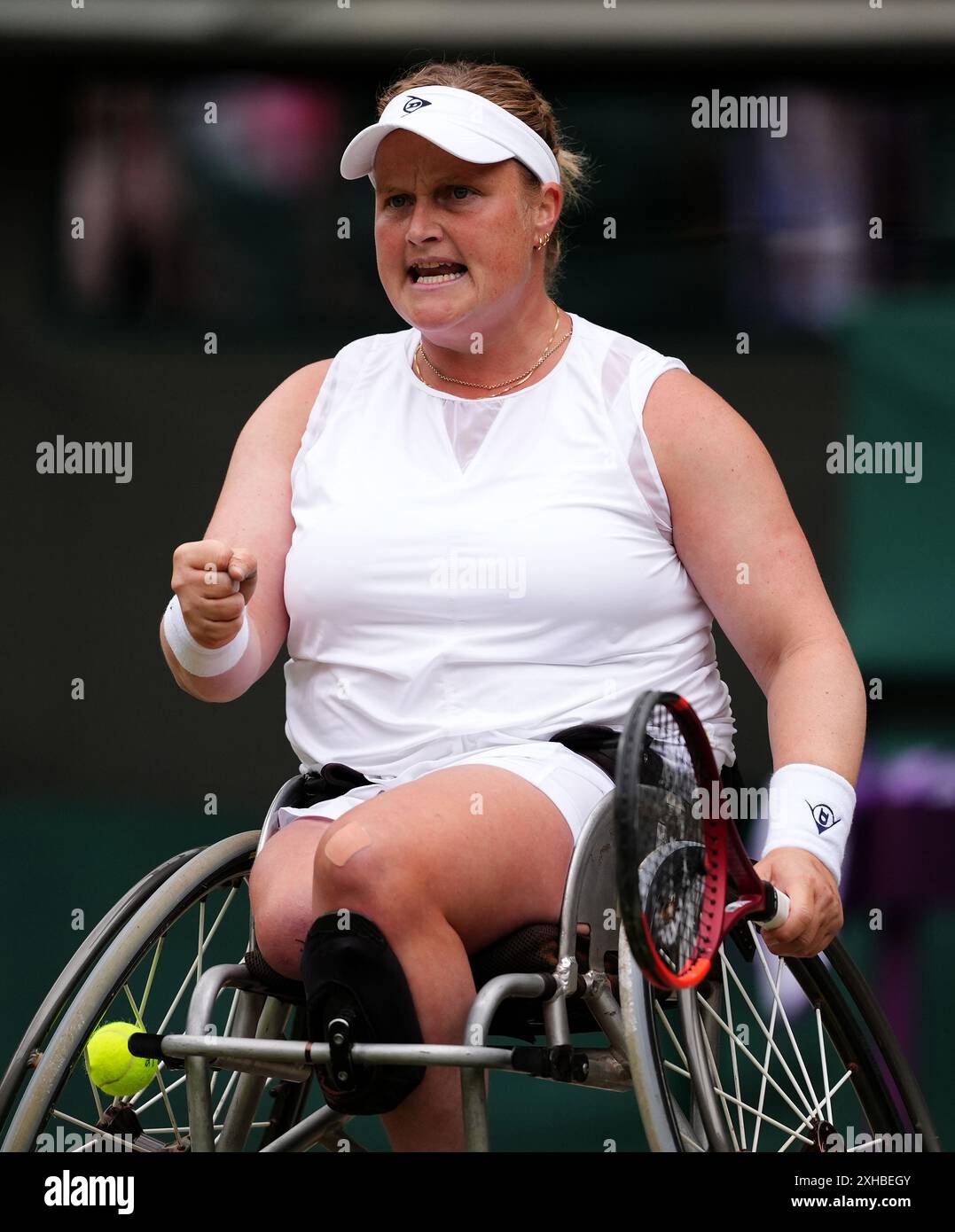 Aniek Van Koot in action in the Ladies wheelchair singles final on day ...