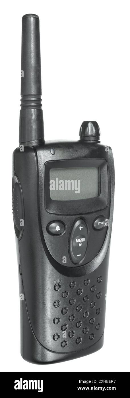 Isolated walkie-talkie with short antenna, volume knob and control ...