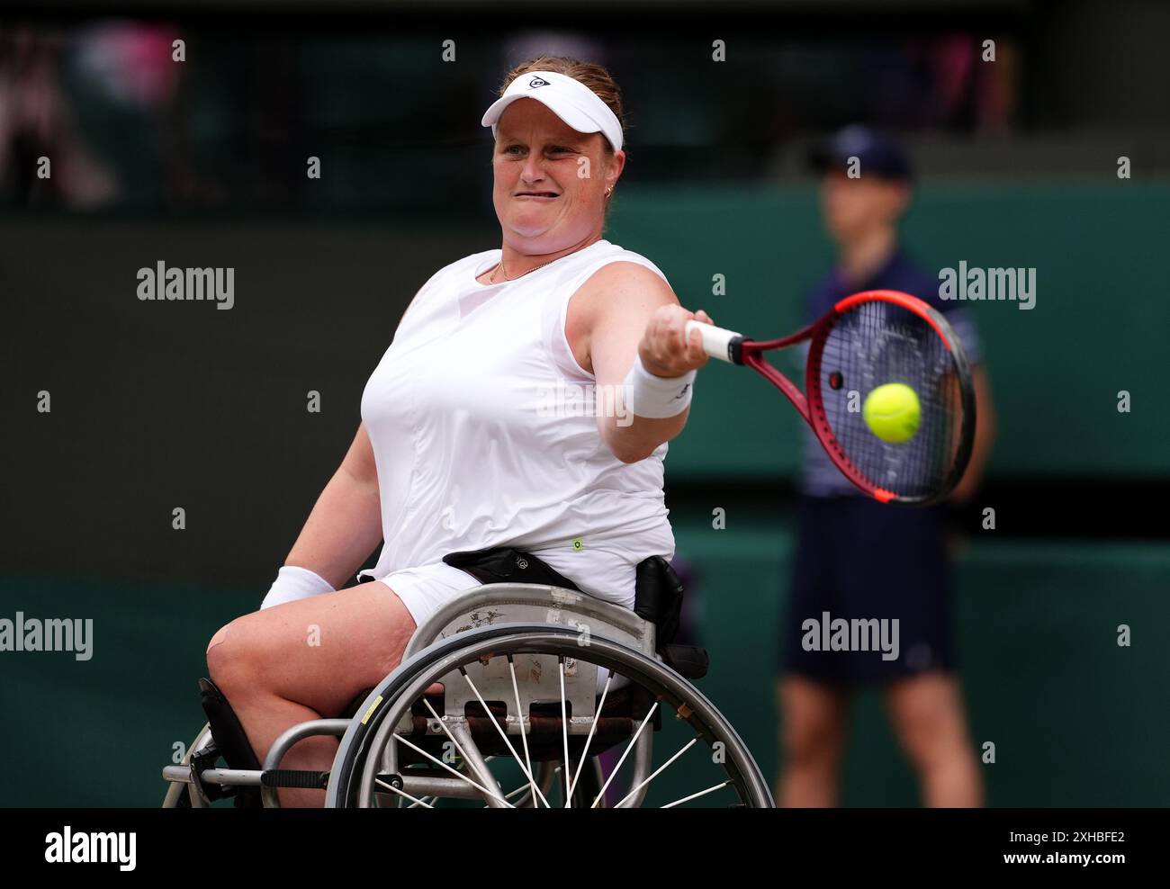 Aniek Van Koot in action in the Ladies wheelchair singles final on day ...