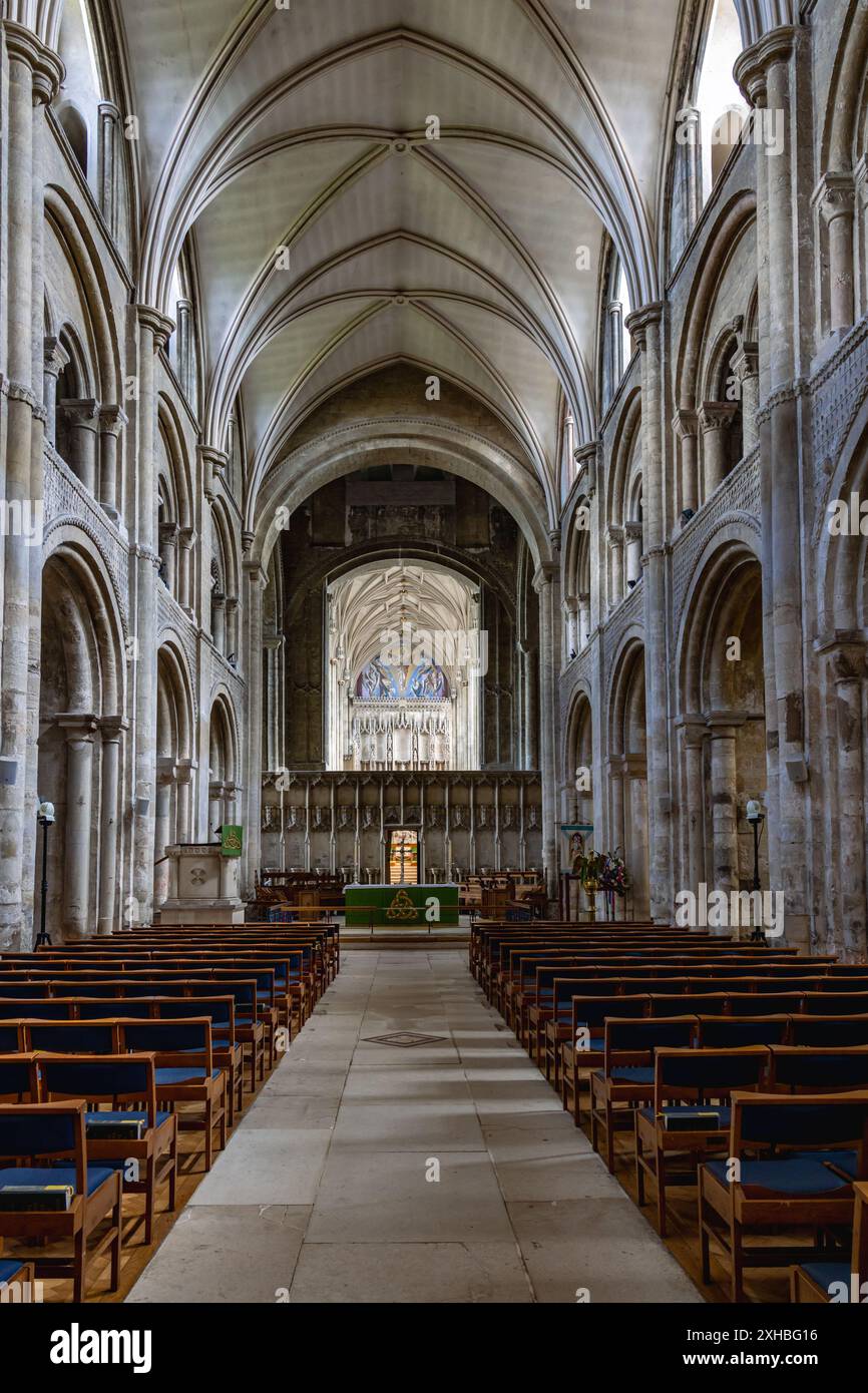 Historic Christchurch Priory interior, built in the 11th century in ...