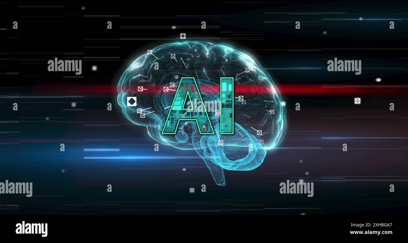 Image of ai text over digital brain spinning Stock Photo - Alamy
