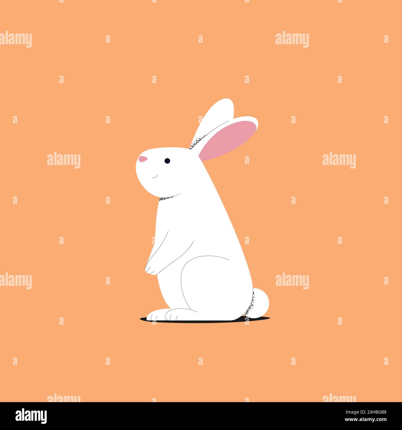 Rabbit standing and looking at something with a skin color background ...