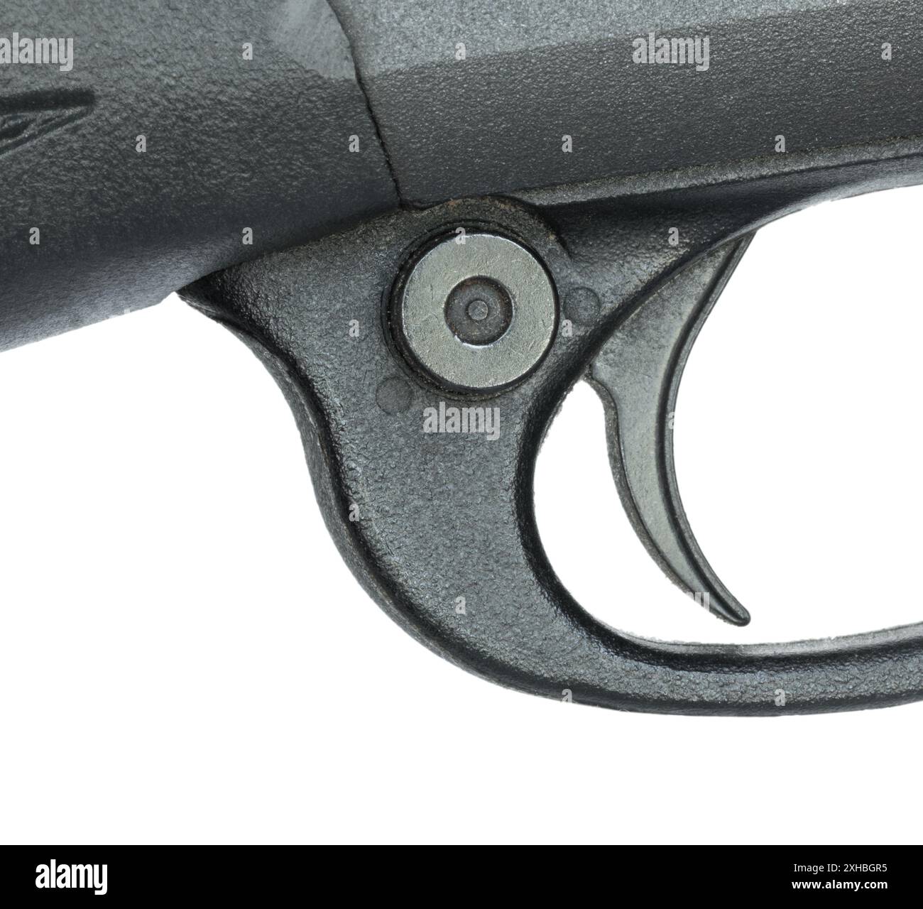 Cross bolt safety engaged and trigger isolated on a shotgun with a ...