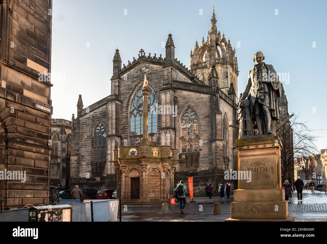 Edinburgh, Scotland - Jan 18, 2024 - The monument bronze statue of Adam ...