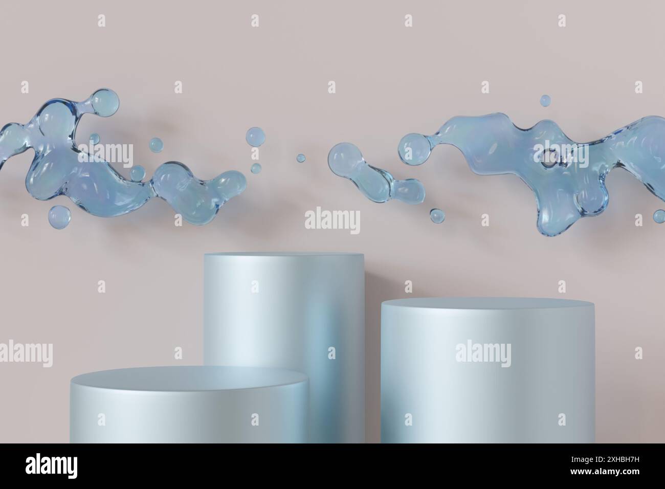 Elegant 3D rendering of light blue podiums complemented by a dynamic ...