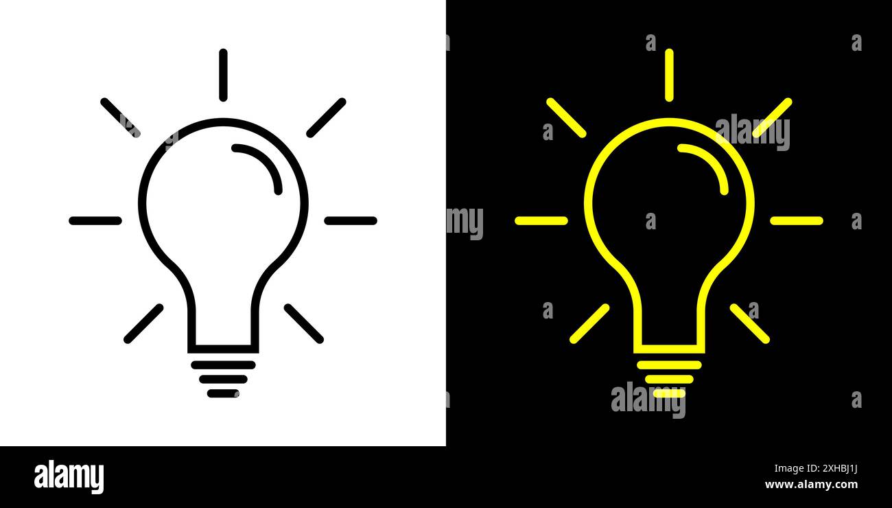Light bulb outline icon illustration. illuminated lamp Stock Vector ...
